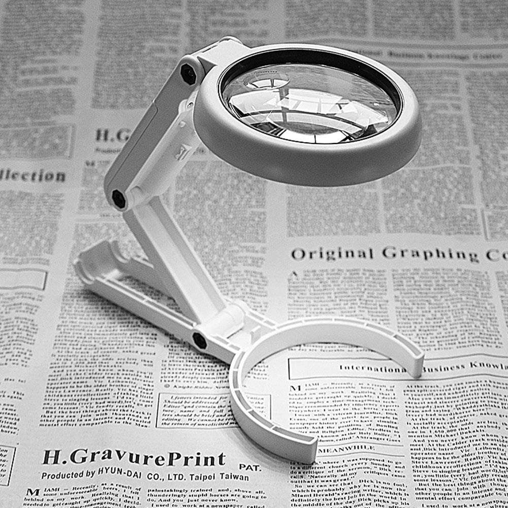 Magnifying Glass with Light and Stand, 5X/11X Foldable Magnifying Lamp ...