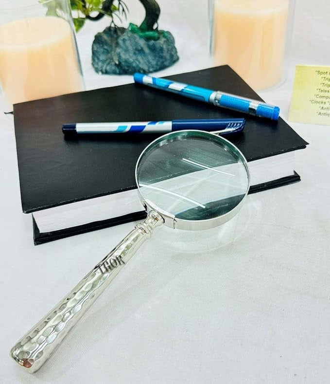 Magnifying Glass, Magnifier, Hand Lens, Eyeglass, Large Silver Plated ...
