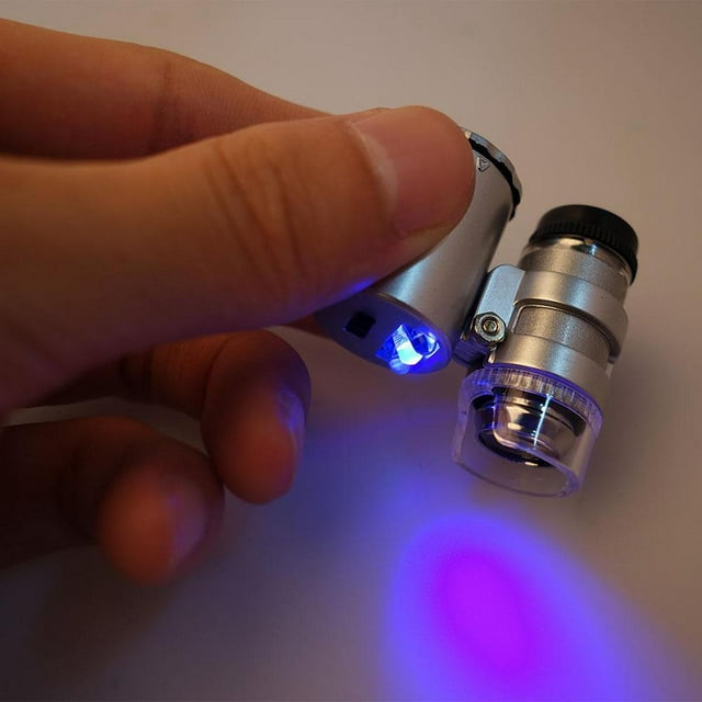 Magnifying Glass Magnifier Jewelers Loupe 60X Mini Q8K8. LED UV Light ...