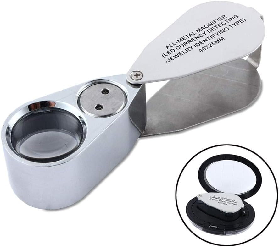 Magnifying Glass With 2 LED Light and 1 UV Light, 40X Magnifier Loupe ...