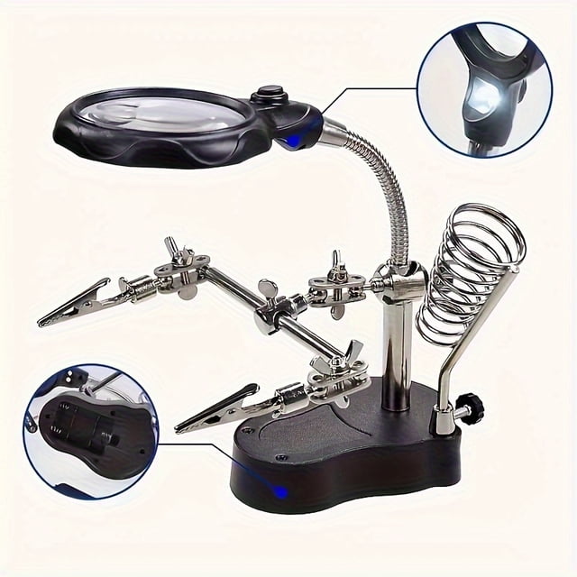 Magnifying Glass With Light Electronic Inspection Repair Auxiliary Clip ...