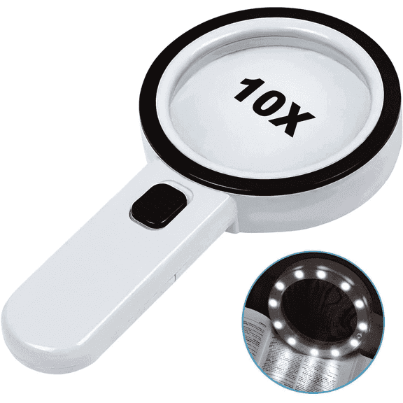 RUTAWZ 10X Magnifying Glass with Light and Stand, LED Magnifier for ...