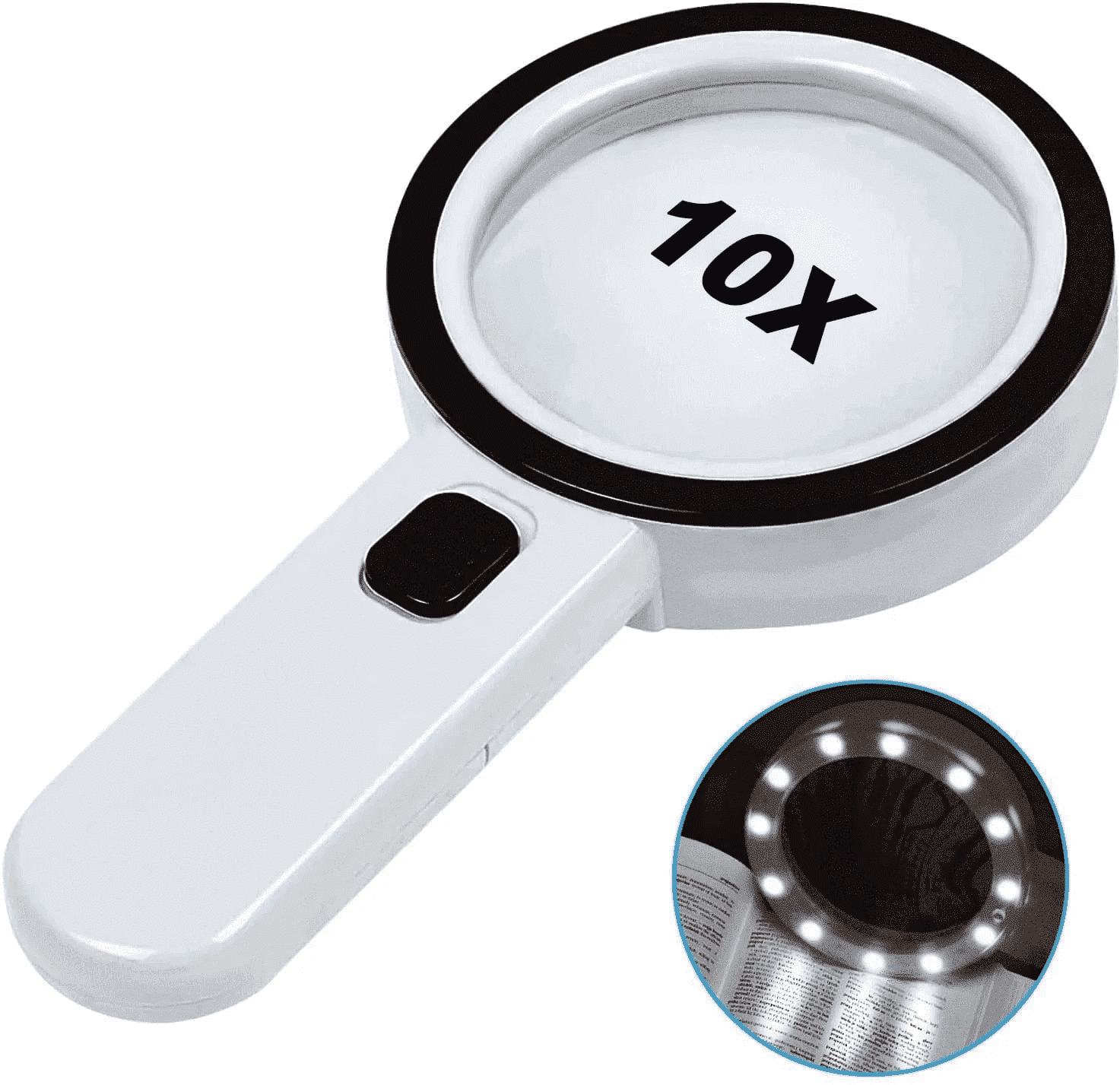 Nazano Magnifying Glass with 12 LED Lights 10X Magnifying Glass for ...