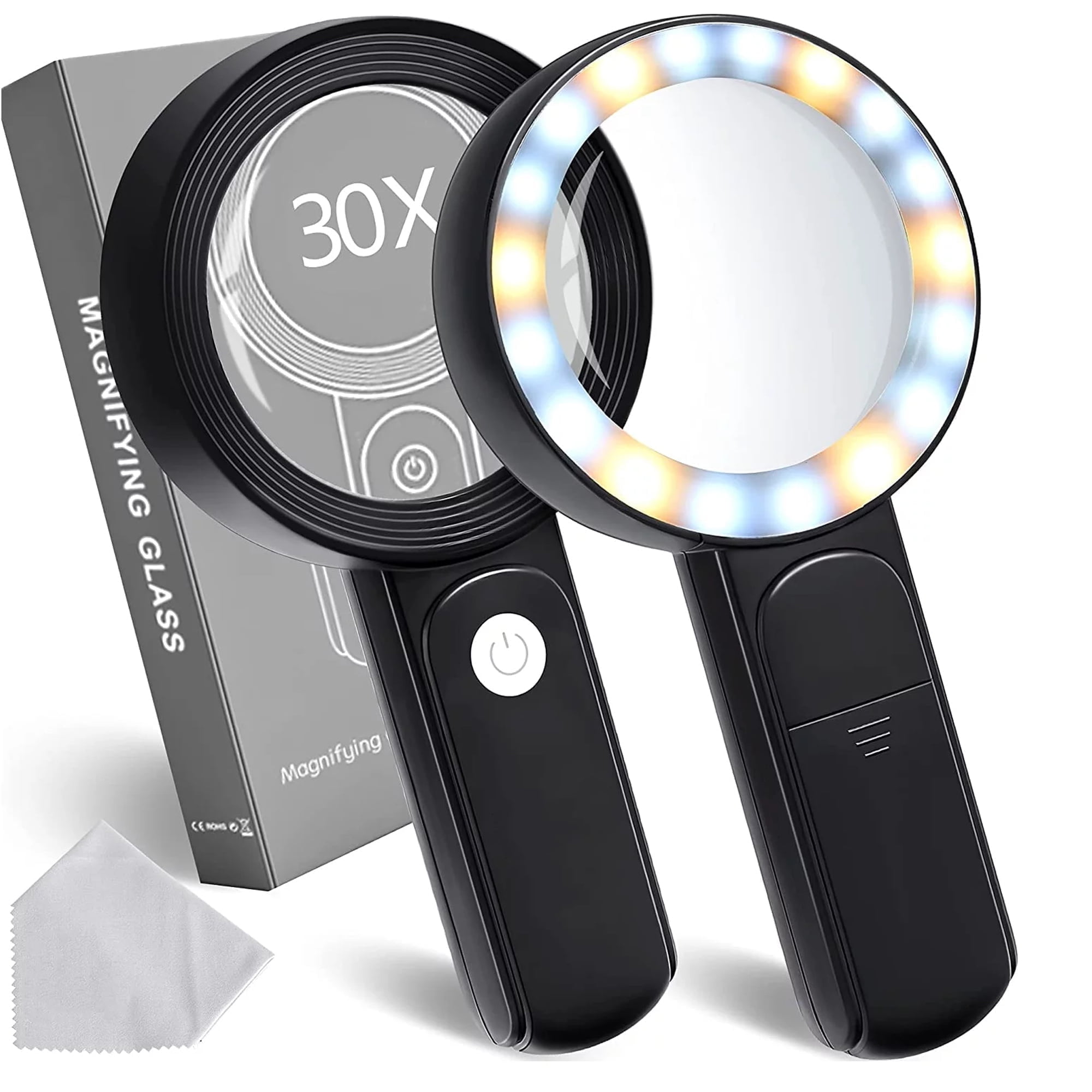Mojino Magnifying Glass with 18 LED Lights, Illuminated Handheld ...