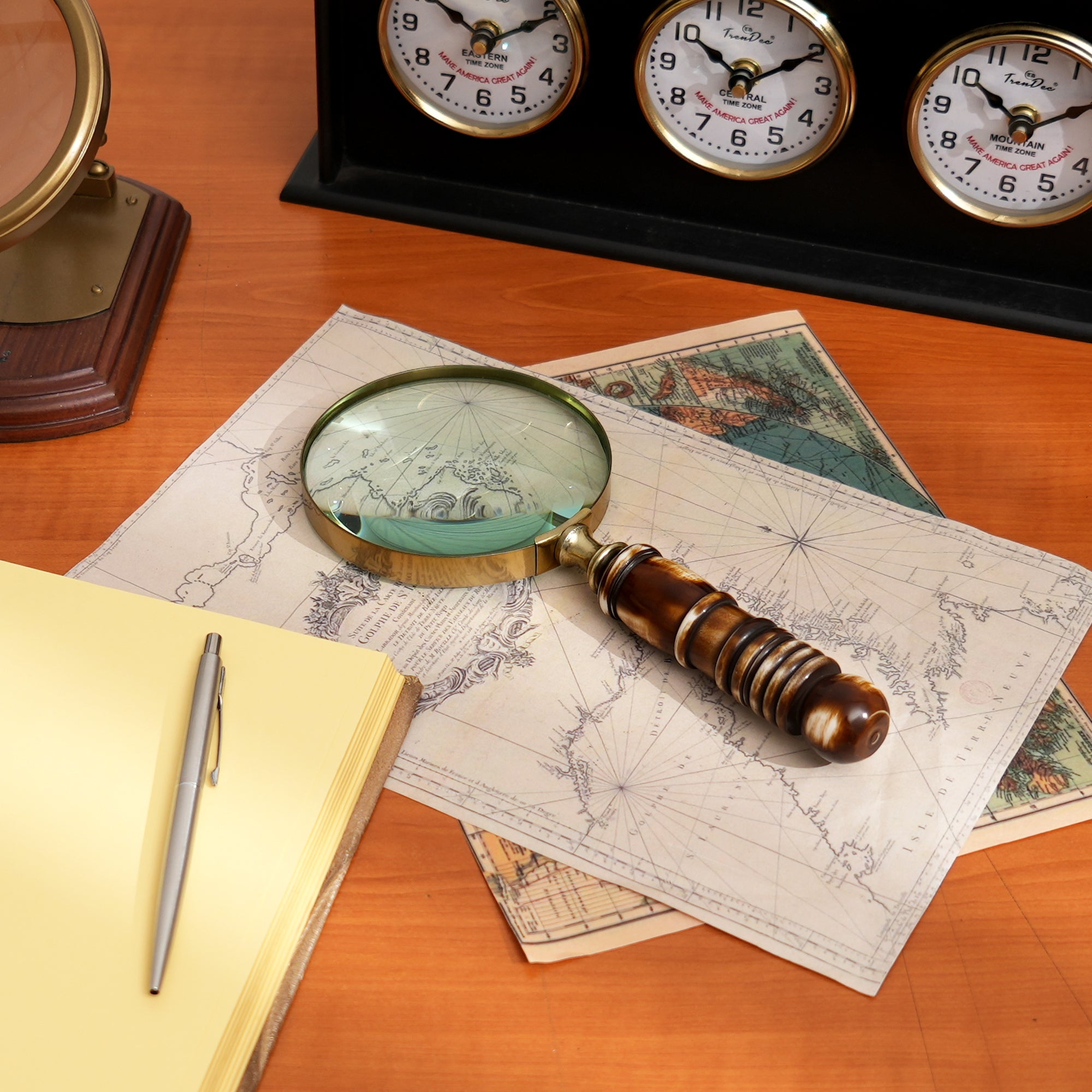 , Magnifying Glass with Brown Resin Handle, Gold ,Resin , Magnifying ...