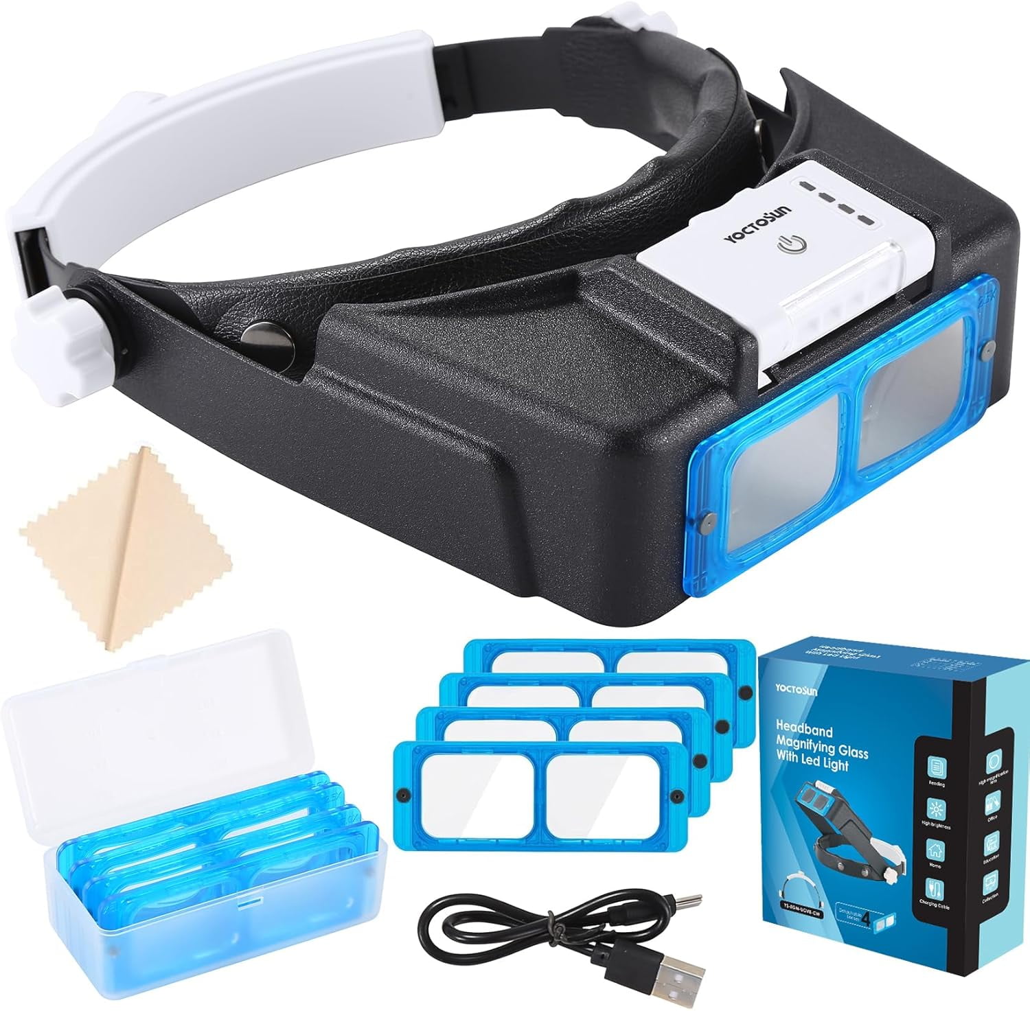 Magnifying Glasses with Light for Close Work, Rechargeable Headband ...