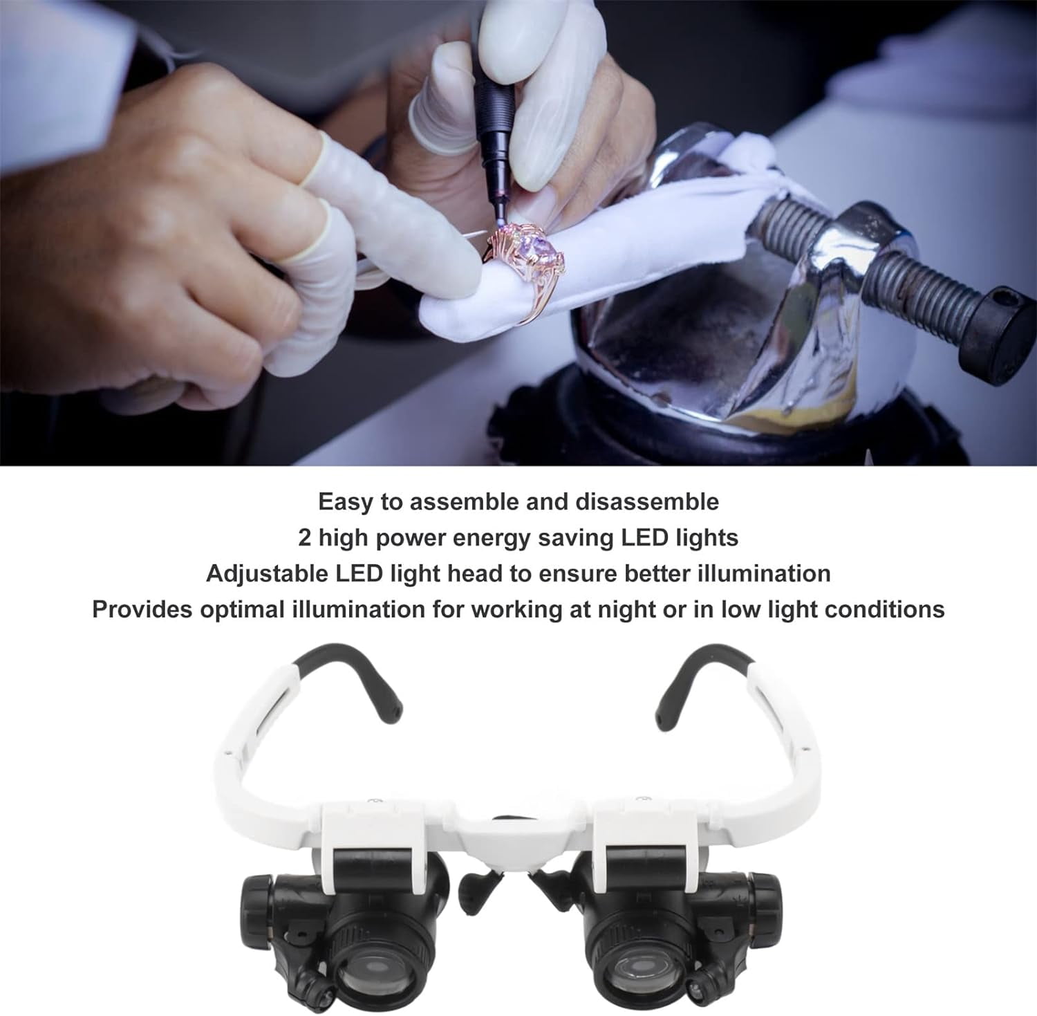 Magnifying Glasses with LED Light, Jeweler Loupe Watch Repair Magnifier ...