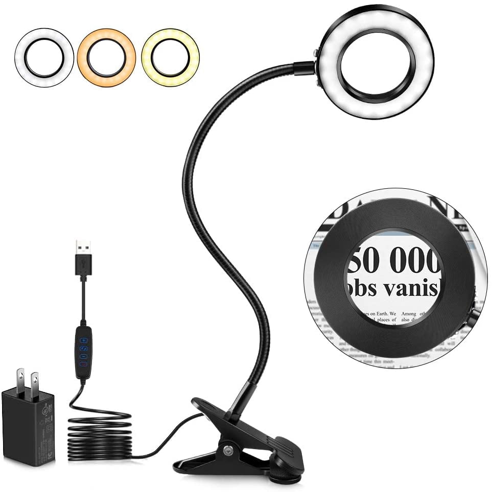 Magnifying Light Desk lamp, Ruboss 3X Magnifier Desk Light with clamp ...