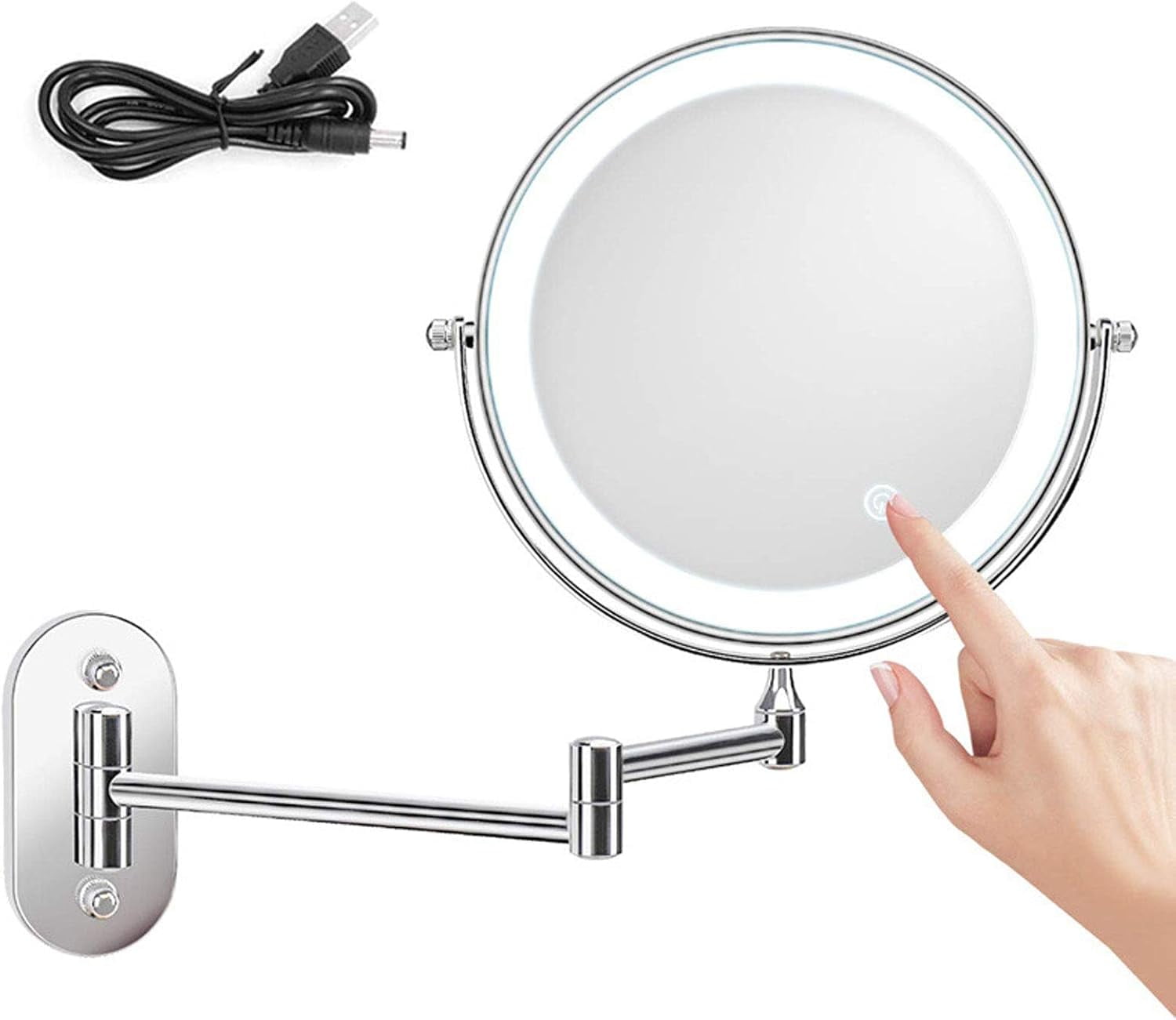 Magnifying Mirror with Light 10x Large Wall Mounted, LED Bathroom ...