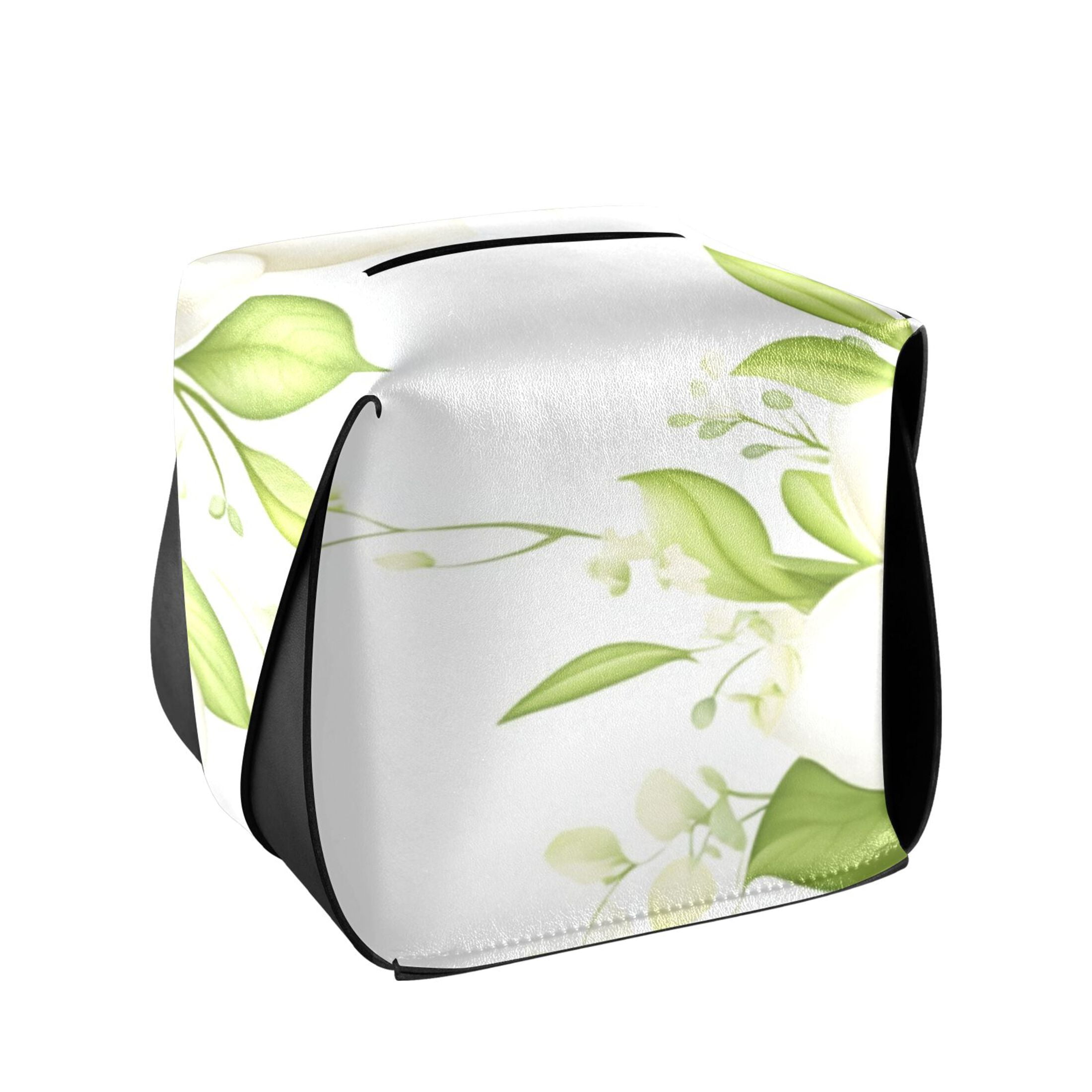 Magnolia Blooms Pattern 5.7in Leather Tissue Box Cover Square PVC ...