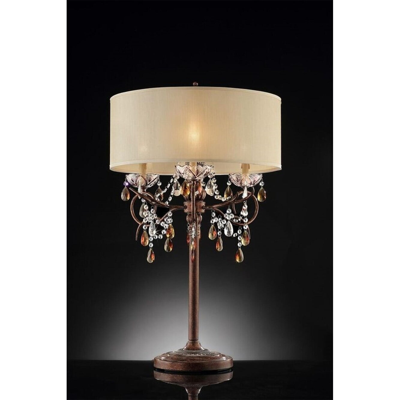 Magnolia Bronze Crystal 4 Light Table Lamp - Walmart.com