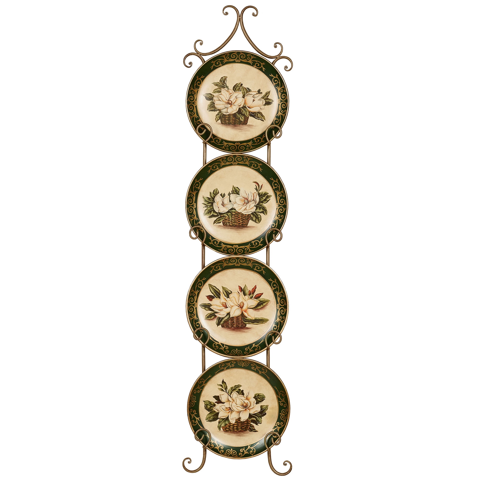 Magnolia Ceramic Floral Decorative Plates Set of Four Ivory Set of 4 ...
