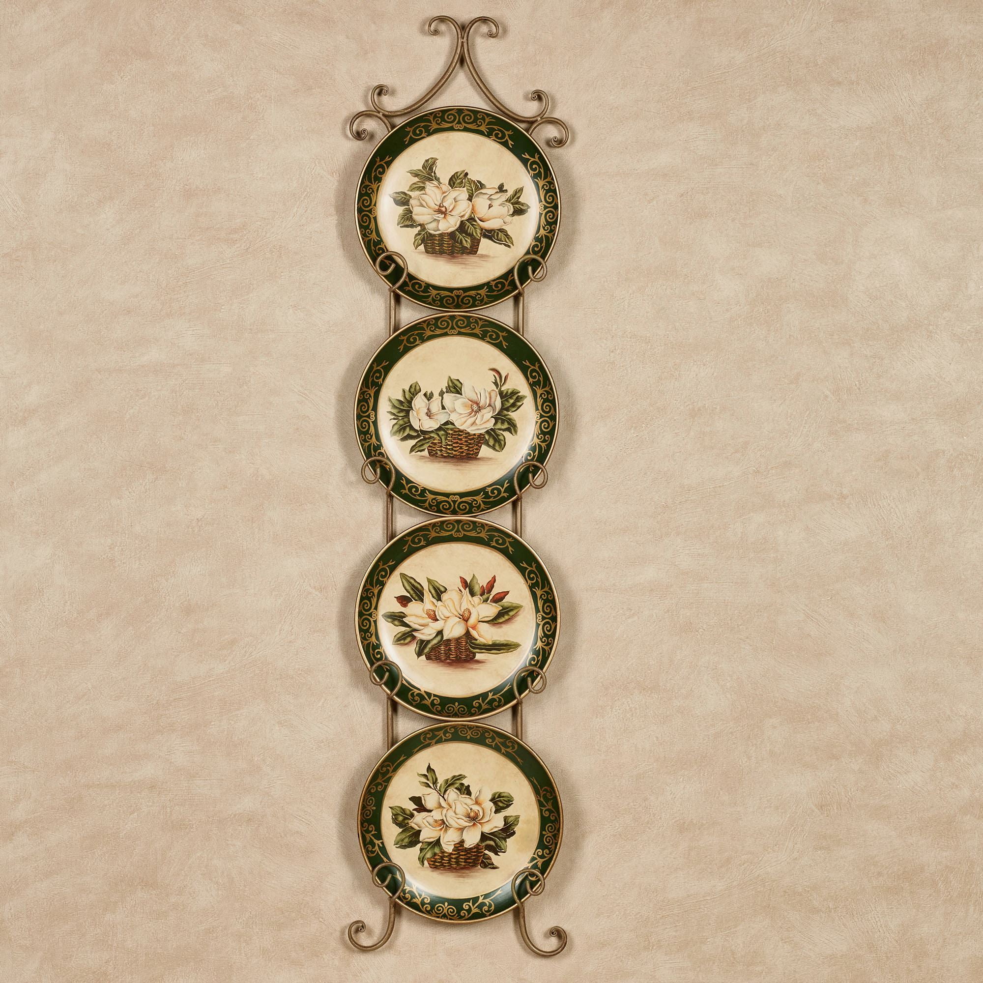 Magnolia Ceramic Floral Decorative Plates Set of Four Ivory Set of 4 ...