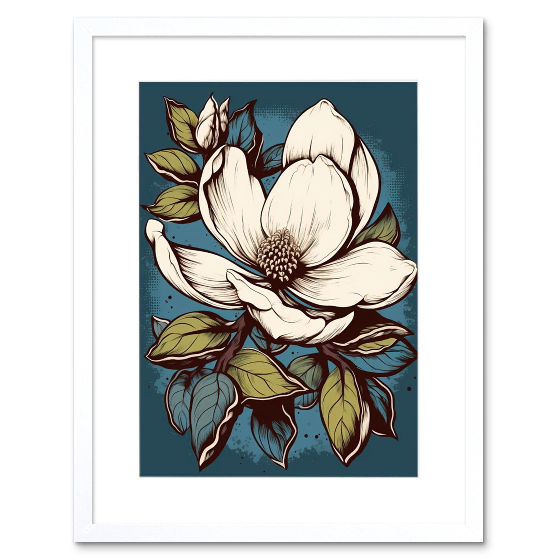 Magnolia Flower Old School USA Tattoo Ink Body Art Rockabilly Americana ...