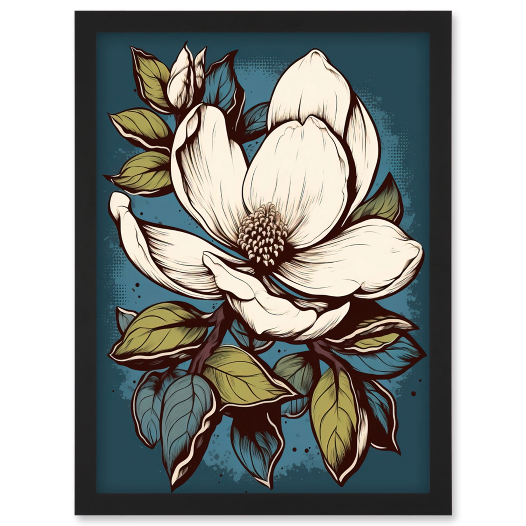 Magnolia Flower Old School USA Tattoo Ink Body Art Rockabilly Americana ...