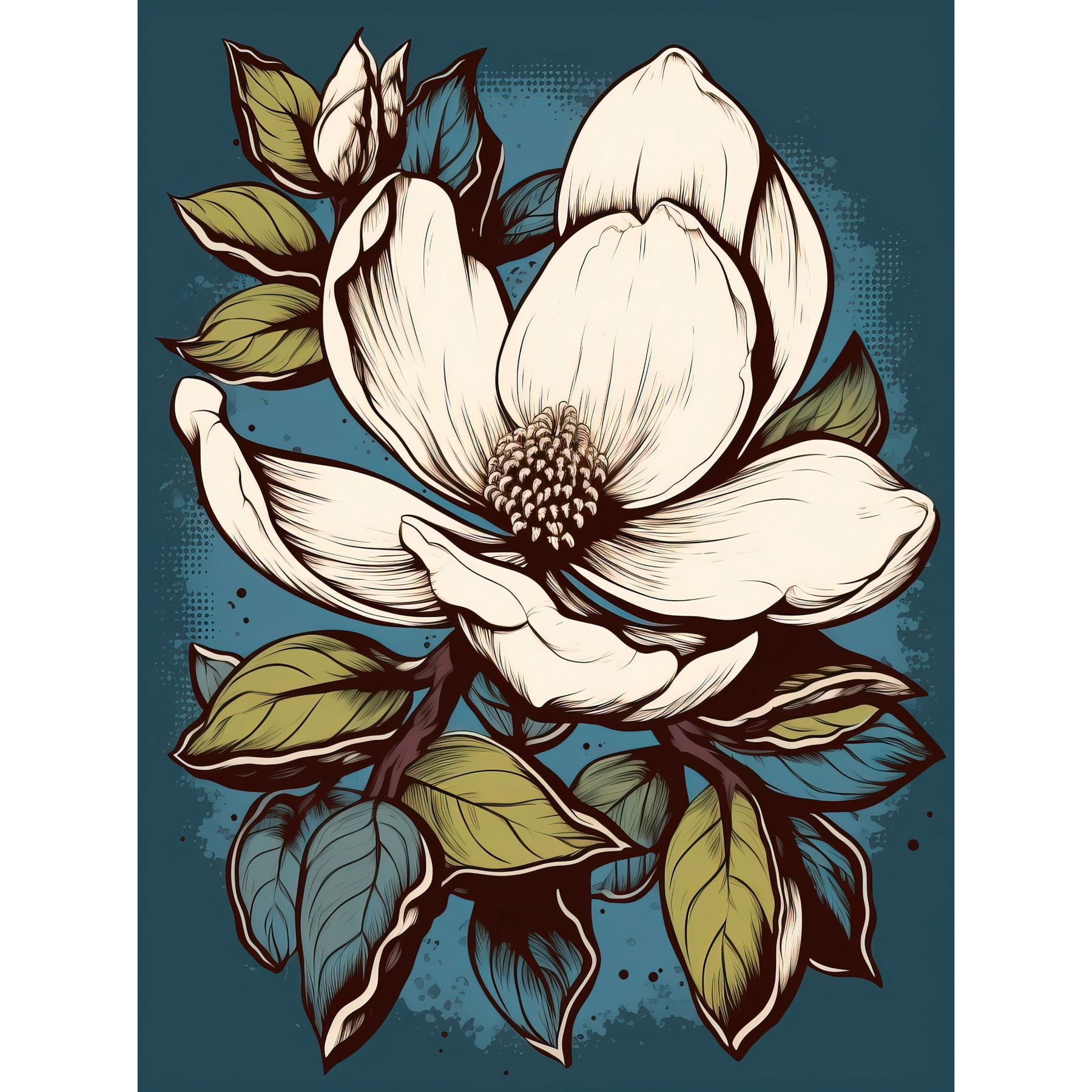 Magnolia Flower Old School USA Tattoo Ink Body Art Rockabilly Americana ...