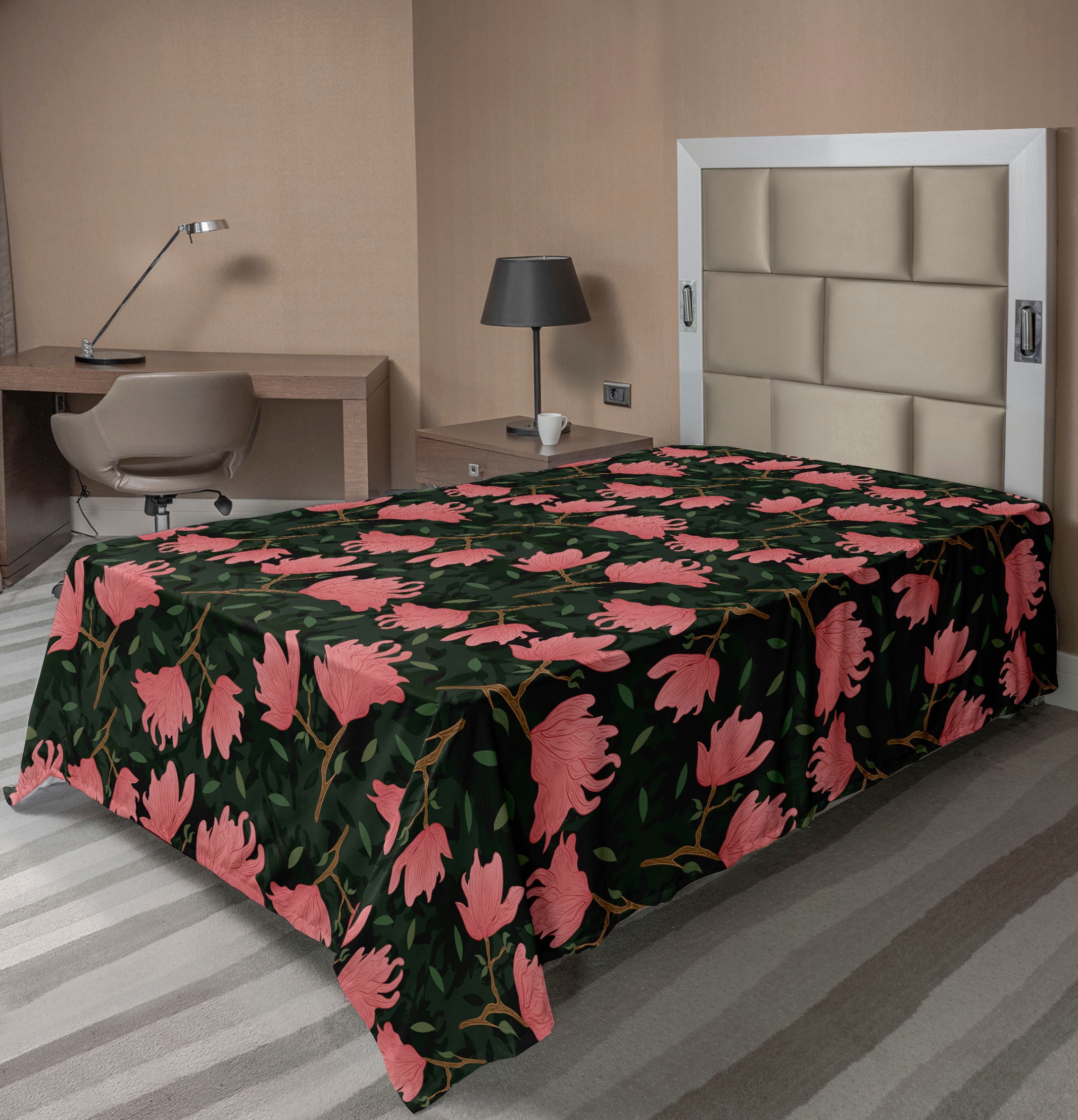 Ambesonne Magnolia Flowers Flat Bedding Sheet Soft Top Sheet, Leaves ...
