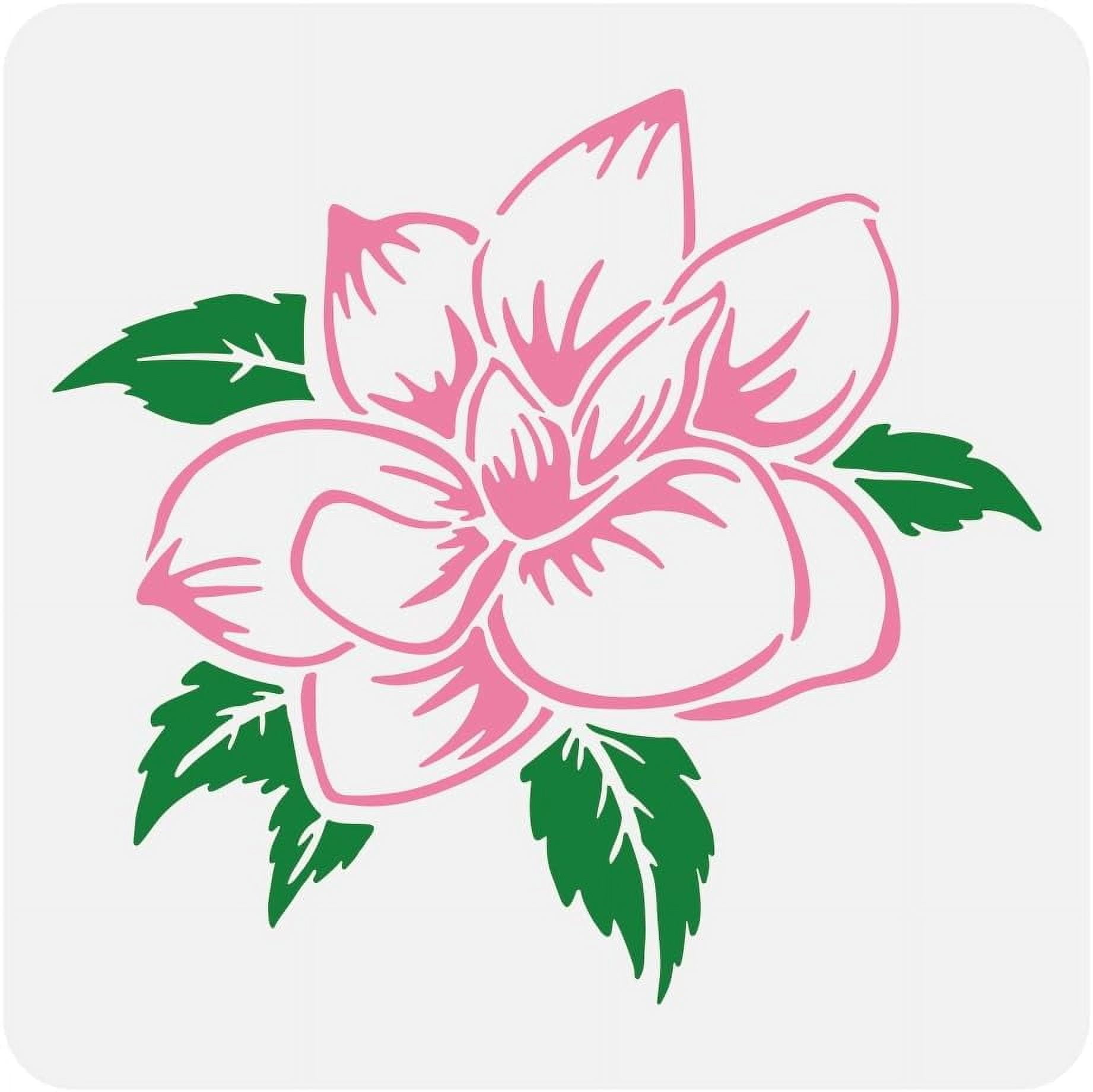 Magnolia Flowers Stencil 11.8x11.8inch Magnolia Plant Large Stencils ...