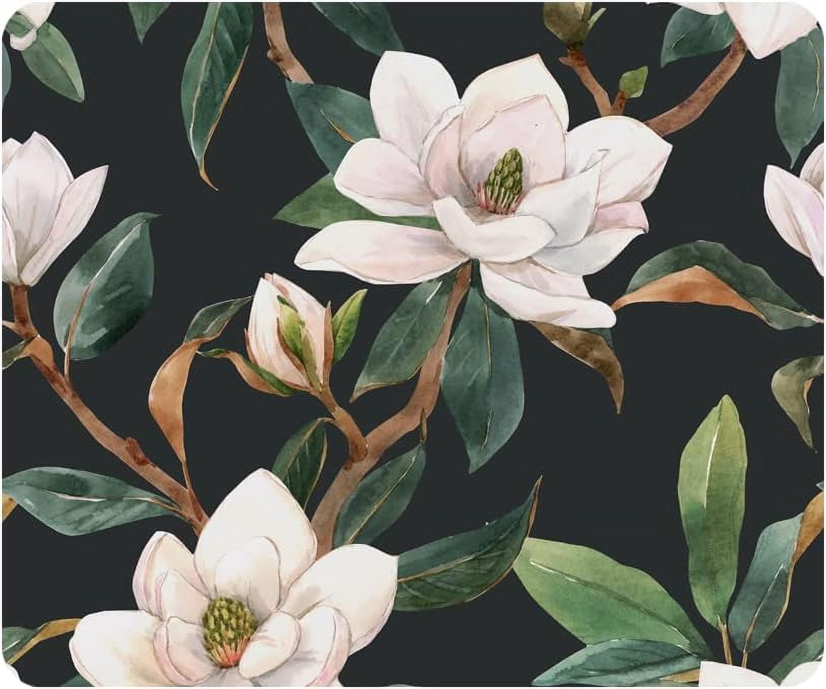 Magnolia Flowers Watercolor Art Mousepad 9.5x7.9in Non-Slip Rubber Base ...