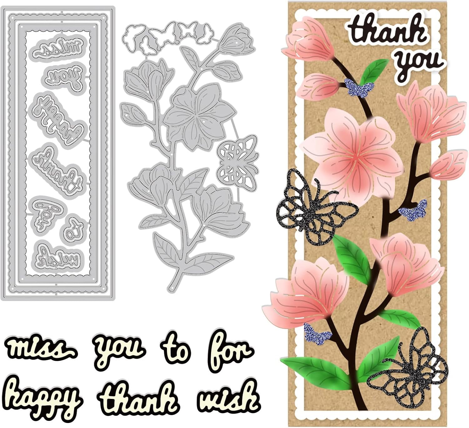 Magnolia Frame Background Cutting Dies Wish Words Carbon Steel Stencil ...