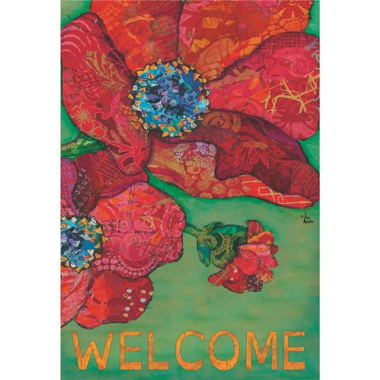 Magnolia Garden Flags 13 x 18 in. Welcome Red Poppy Polyester Garden ...