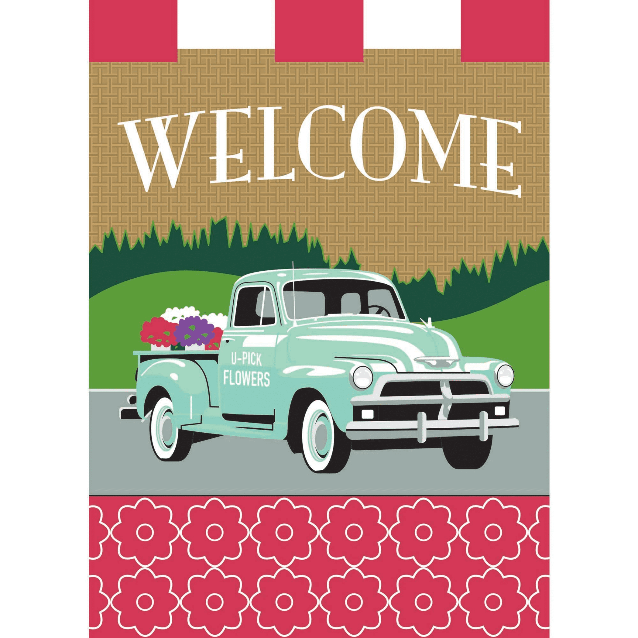 Magnolia Garden Flags M010027 13 x 18 in. Vintage Flower Truck Burlap ...
