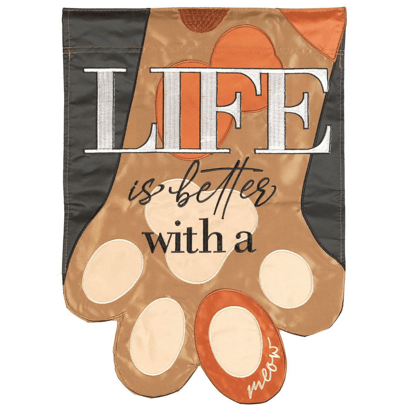 Magnolia Garden Life Better with Meow Paw 29 x 42 Inch Polyester Shaped ...