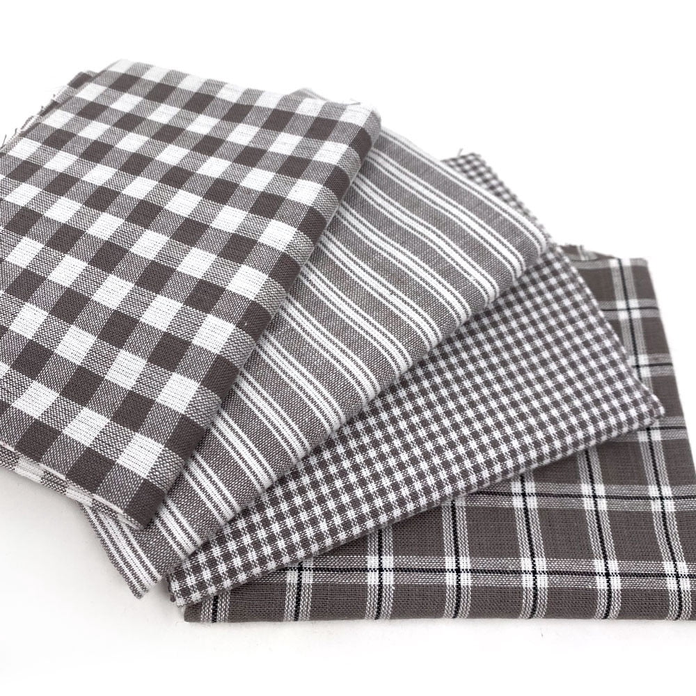Magnolia Gray Assorted Plaid Gingham Homespun Cotton Fabric Bundle ...