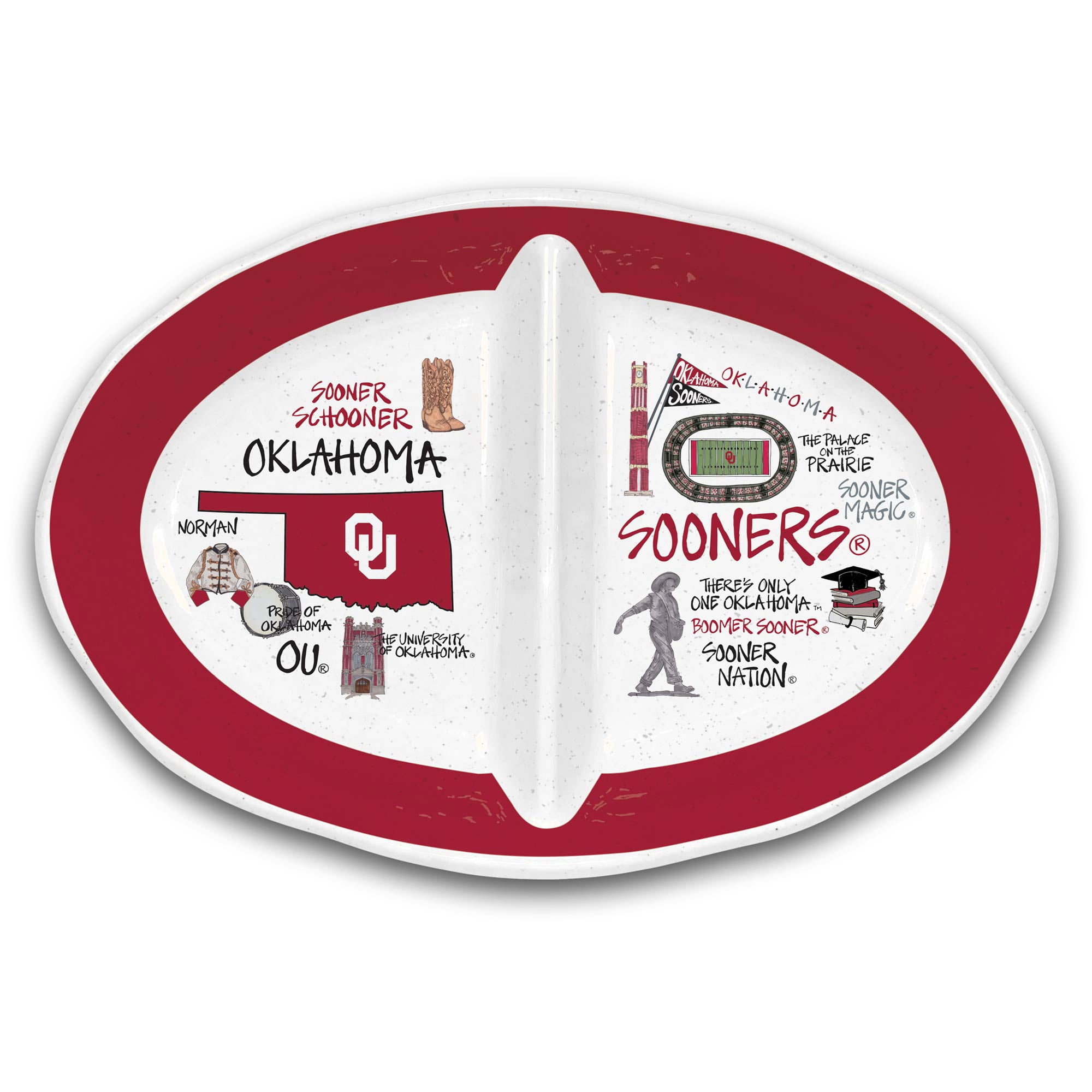 Magnolia Lane Oklahoma Sooners Two-Section Melamine Platter - Walmart.com
