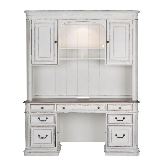 Magnolia Manor Home Office Furniture Set, 5-Piece Executive Desk with ...