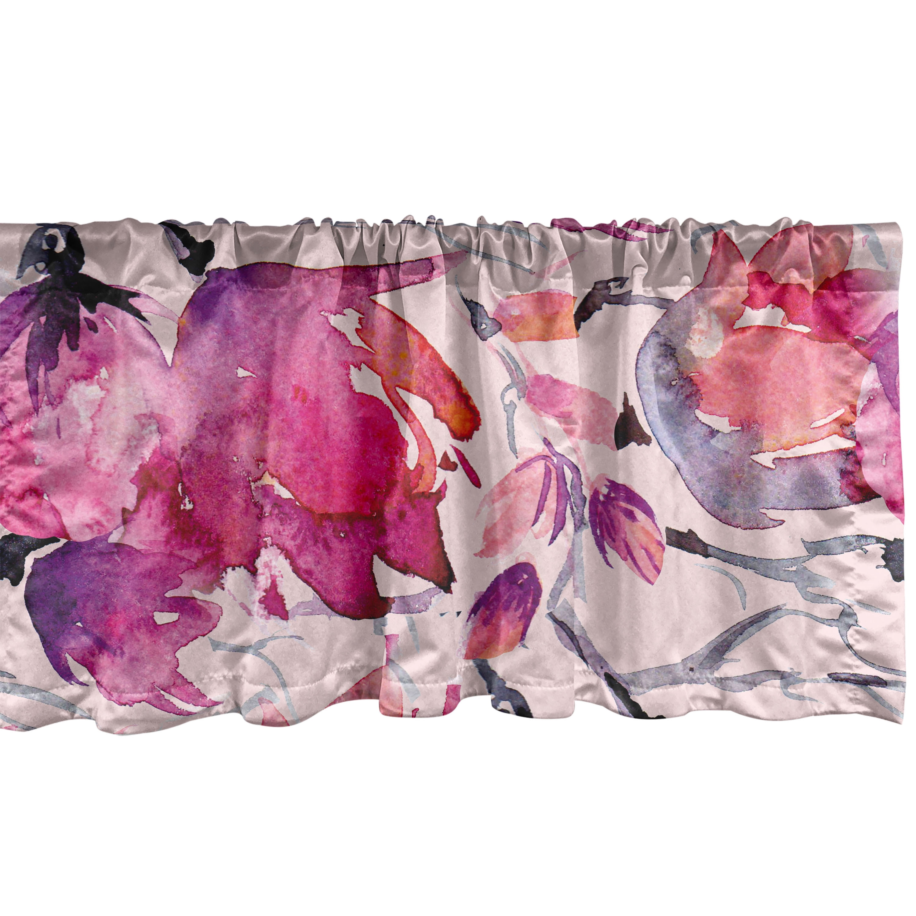 Magnolia Pattern Window Valance, Watercolor Flowers Vintage with ...