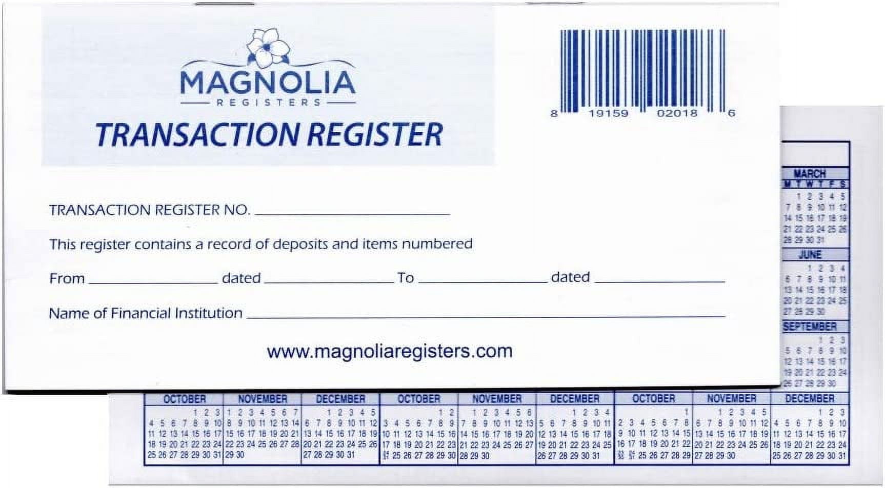 Magnolia Registers 12 Check Registers, for Personal Checkbook Ledger ...