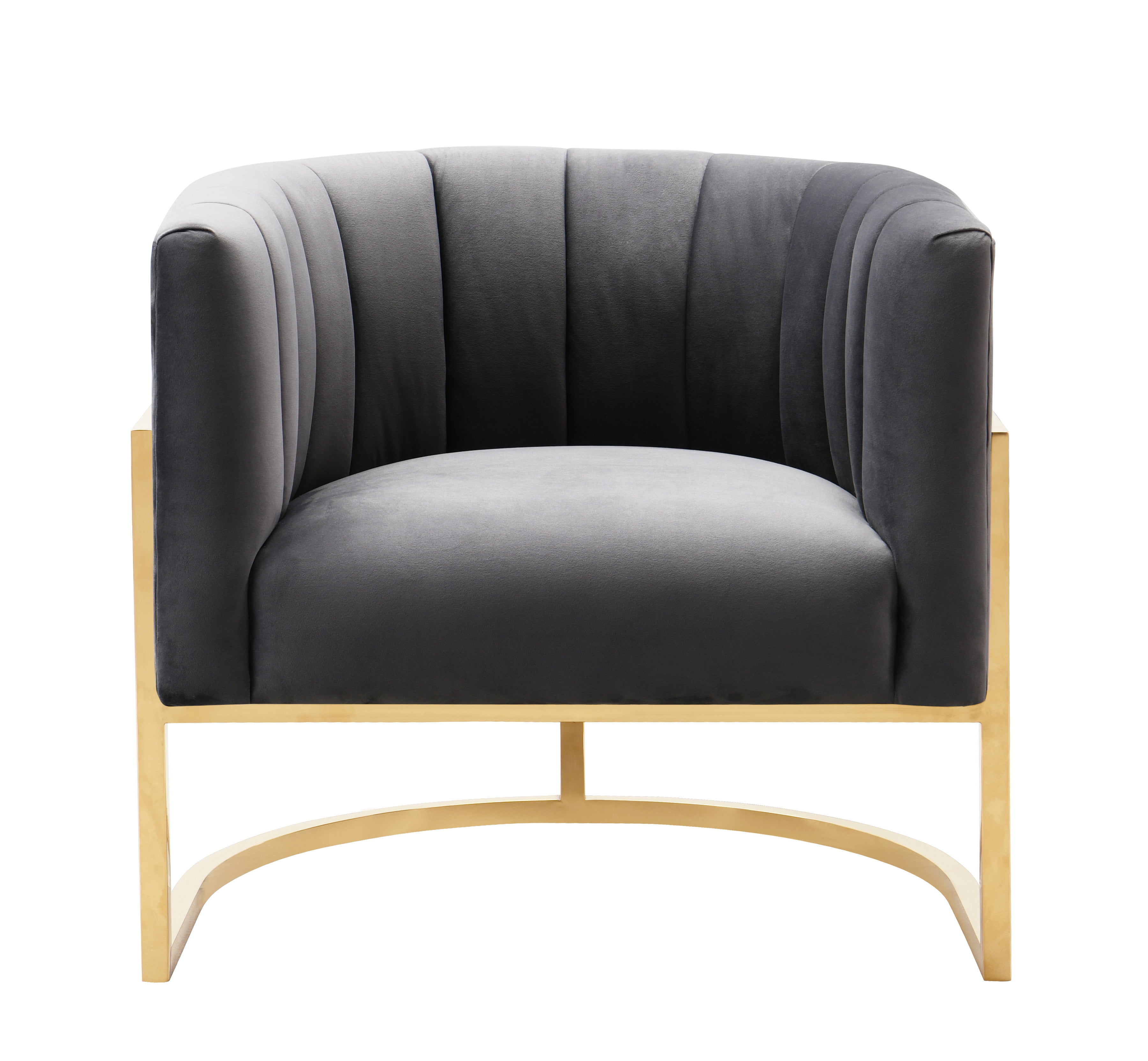 Magnolia Tufted Back, Gold Frame Grey Velvet Arm Chair by TOV Furniture ...