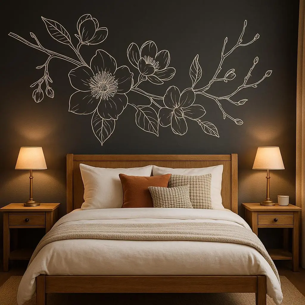 Magnolia Wall Decal | Floral Wall Sticker | Corner Magnolia Flower Wall ...