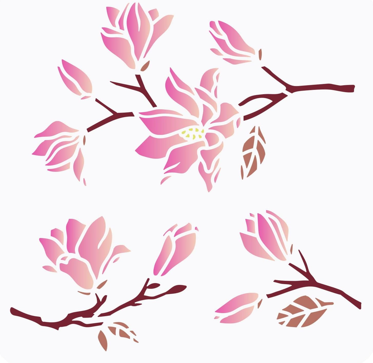 Magnolias Stencil 11.8x11.8inch Reusable Magnolia Floral Drawing ...