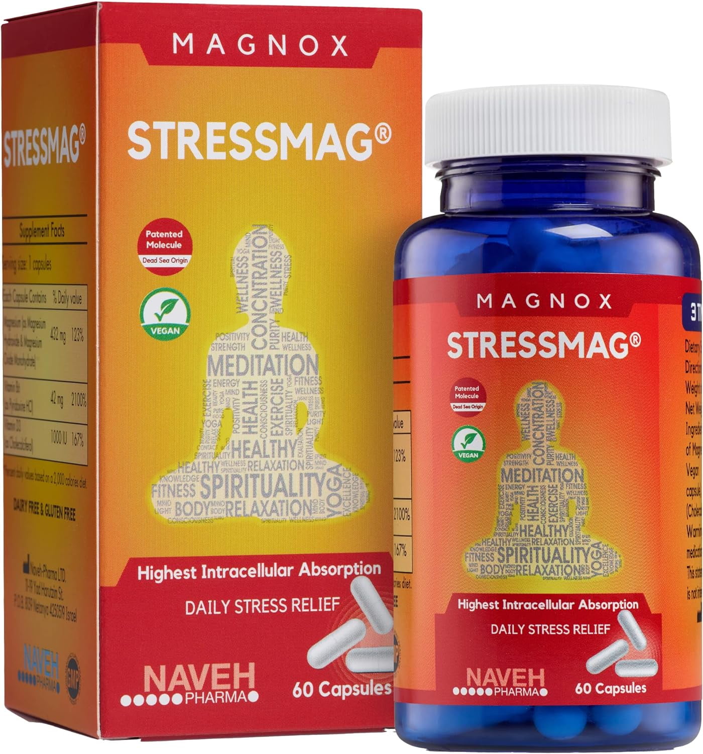 Magnox Stressmag Magnesium Supplements with B6 Vitamins, Stress Relief ...