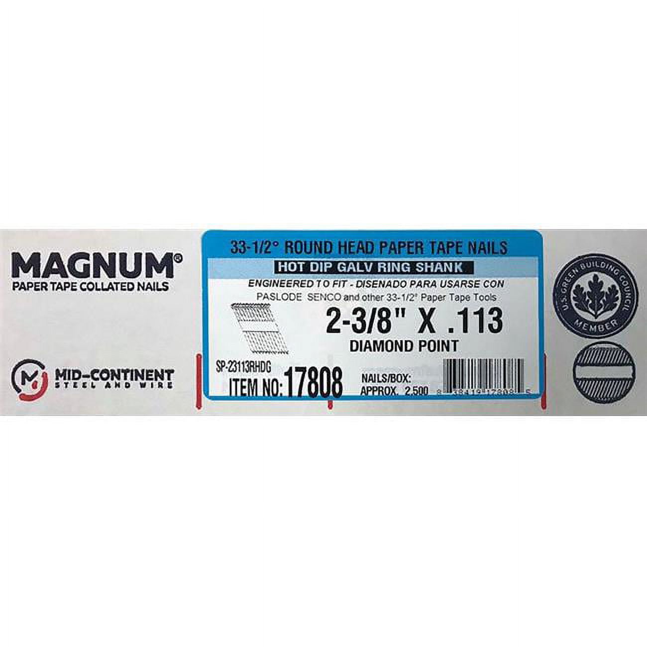 Magnum 2-3/8 in. L Angled Strip Hot-Dip Galvanized Nails 33-1/2 deg ...