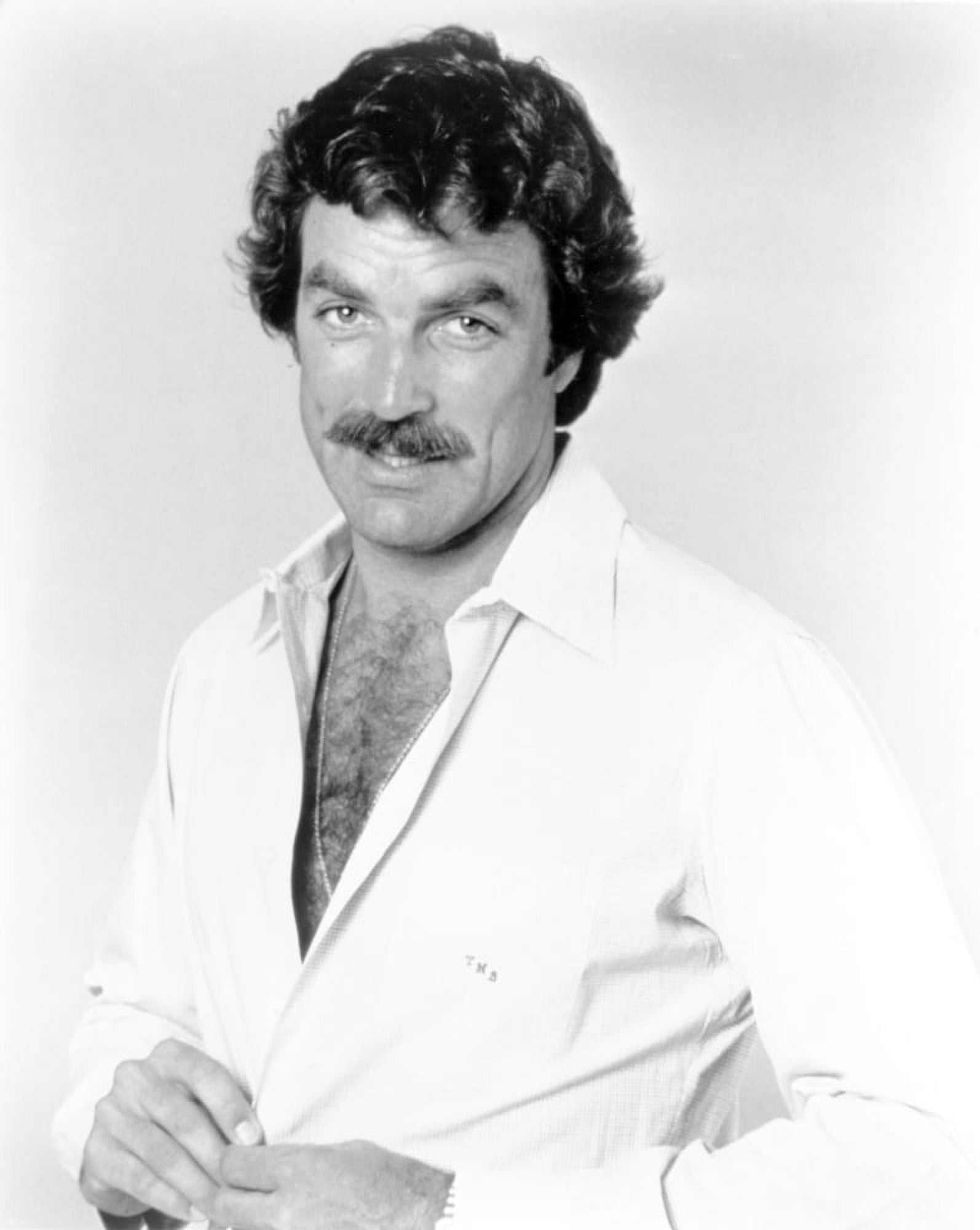 Magnum Pi Posed in White Polo with Hairy Chest Photo Print (8 x 10 ...