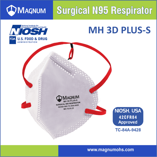 Magnum MH 3D Plus-S N95 Surgical Respirator, Air-Purifying Facepiece (Pack of 50) - Walmart.com