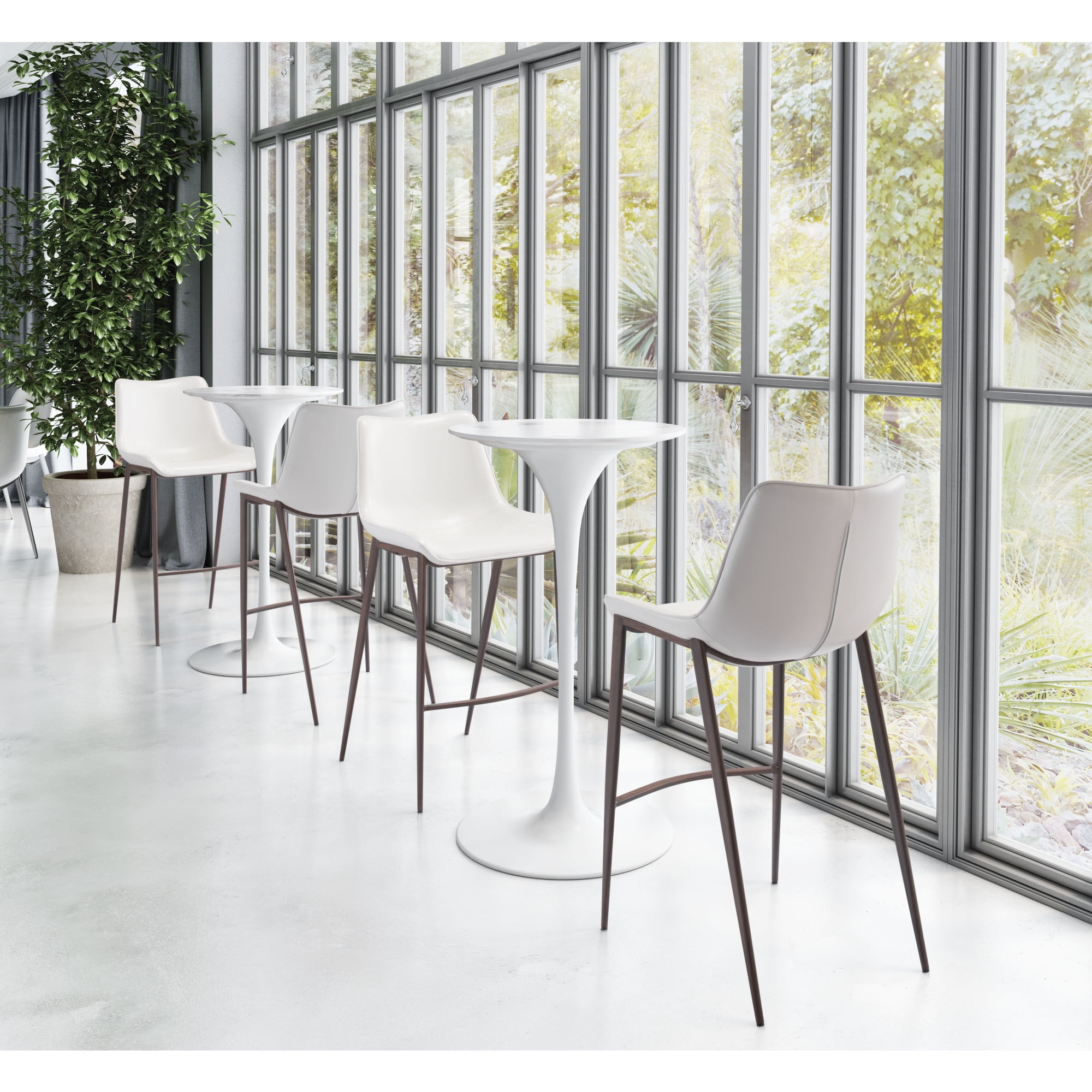 Magnus Barstool White & Walnut Barstool, Modern Style, Plush and ...