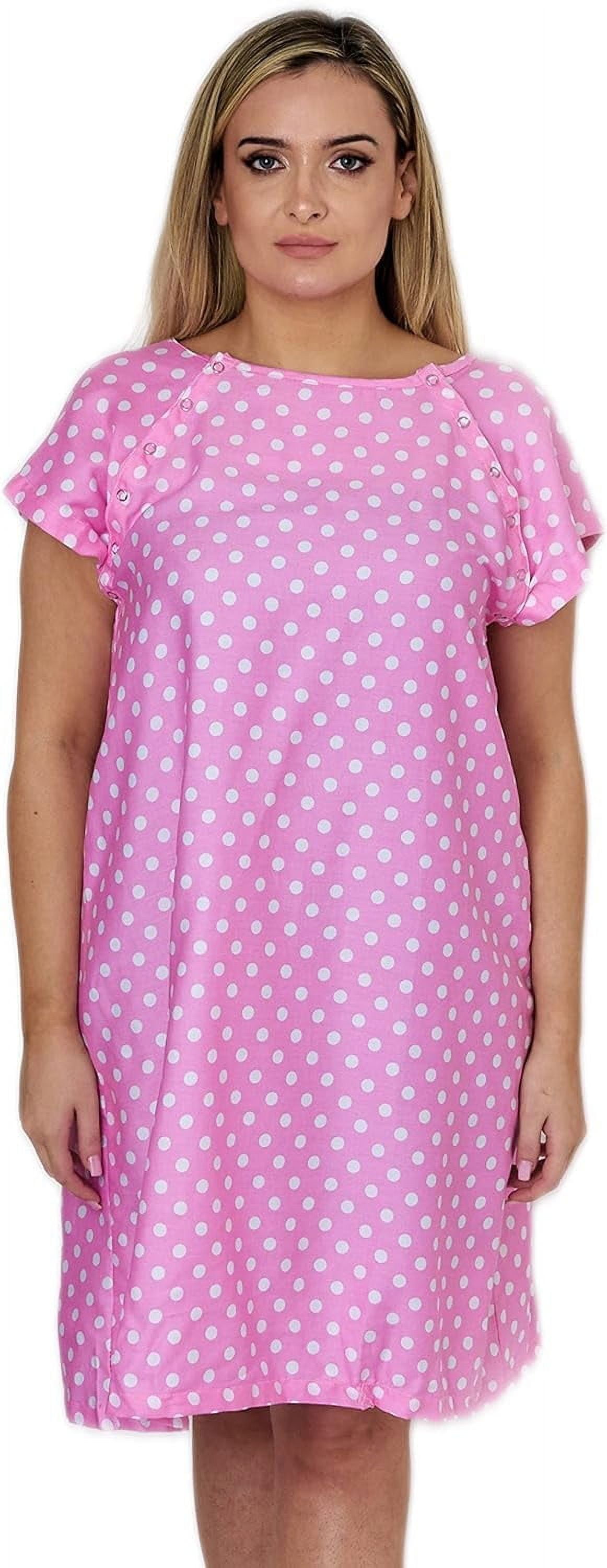 Magnus Care, Hospital Gown for Women, Pink, S-M, Easy Snap Back ...