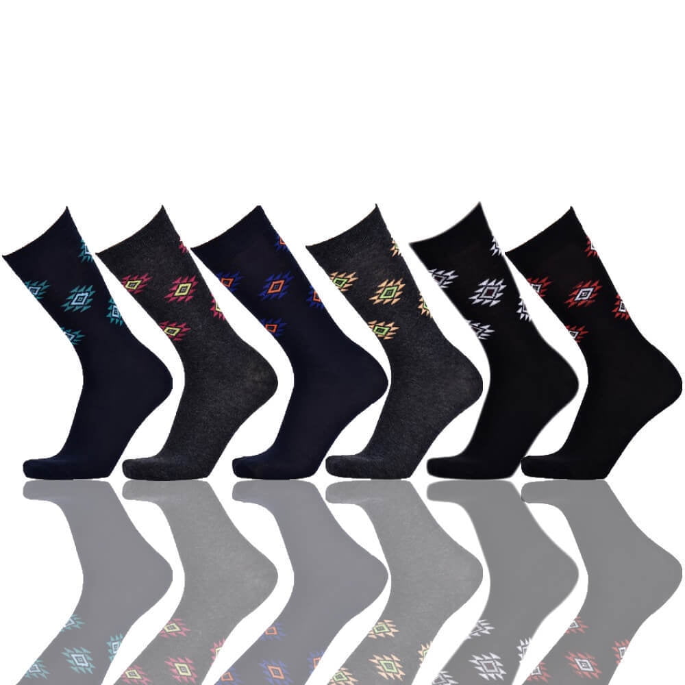 Magnus Diamond Men's Crew Patterned Colorful Design Dress Socks (Size ...