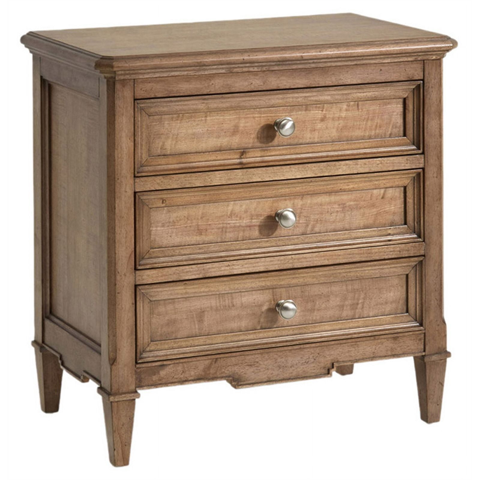 Magnussen 7004 3-Drawer Solid Wood/Veneer Nightstand - Silver Brown ...