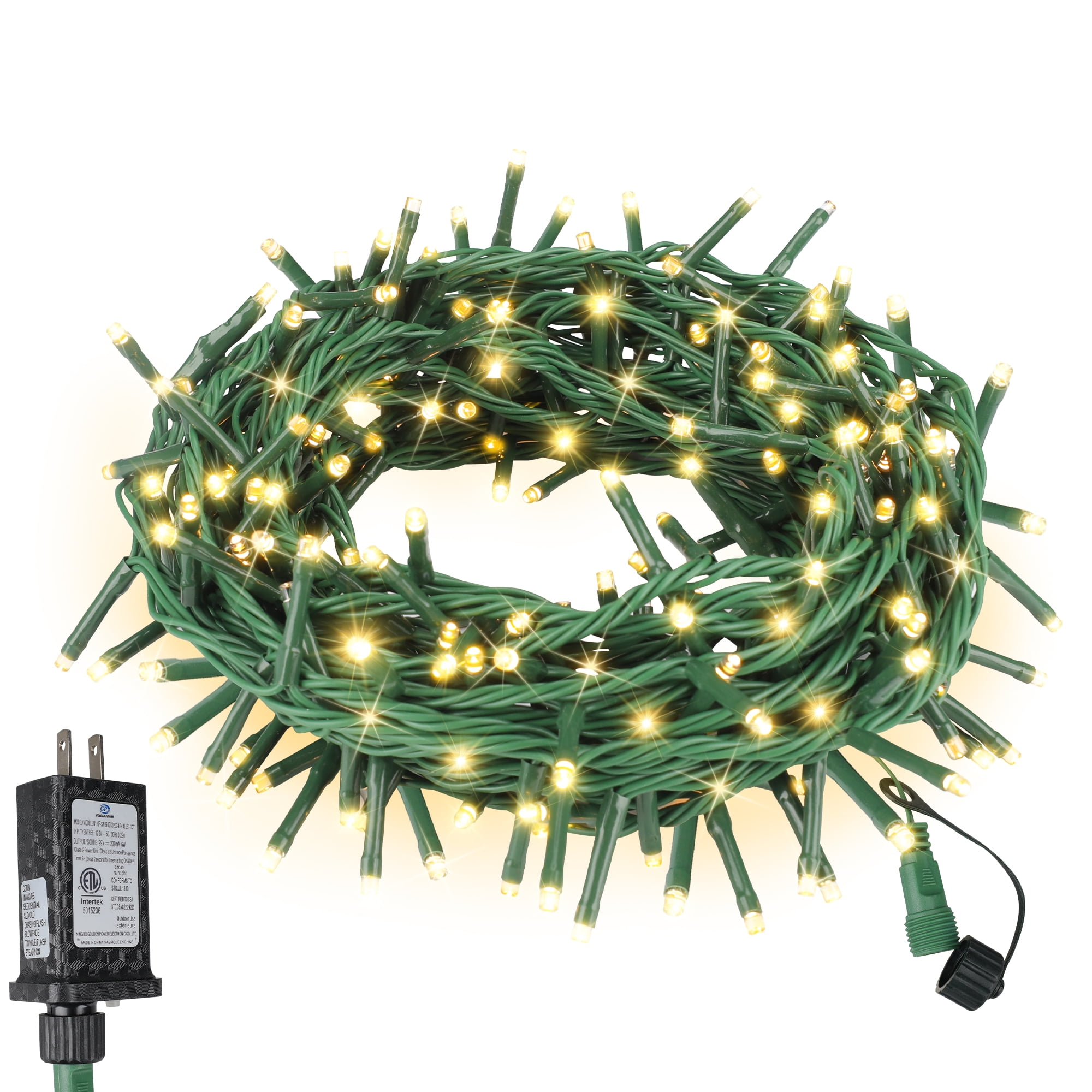 Magotan 16 ft 100 LED Christmas String Light Outdoor Waterproof Green ...