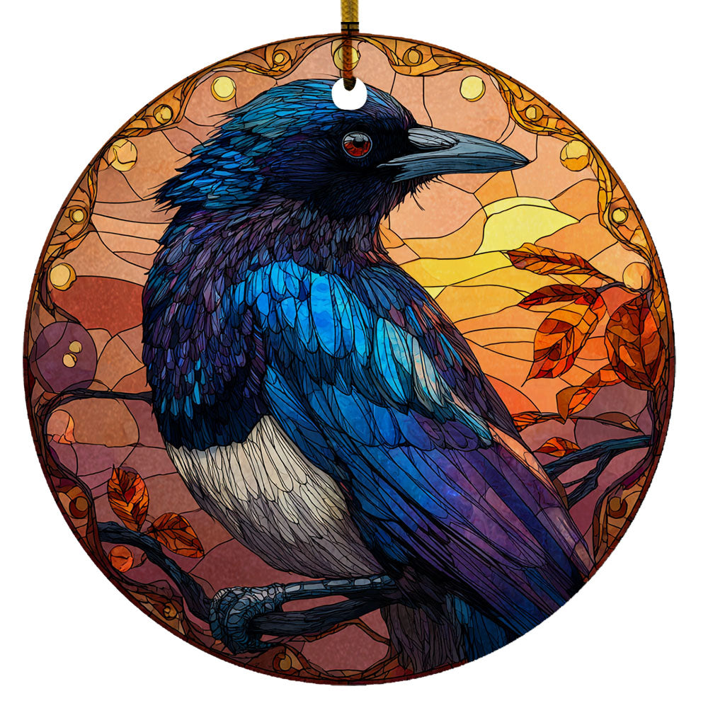 Magpie Ornament, Ceramic Bird Christmas Ornament 2025, Vintage Dated ...