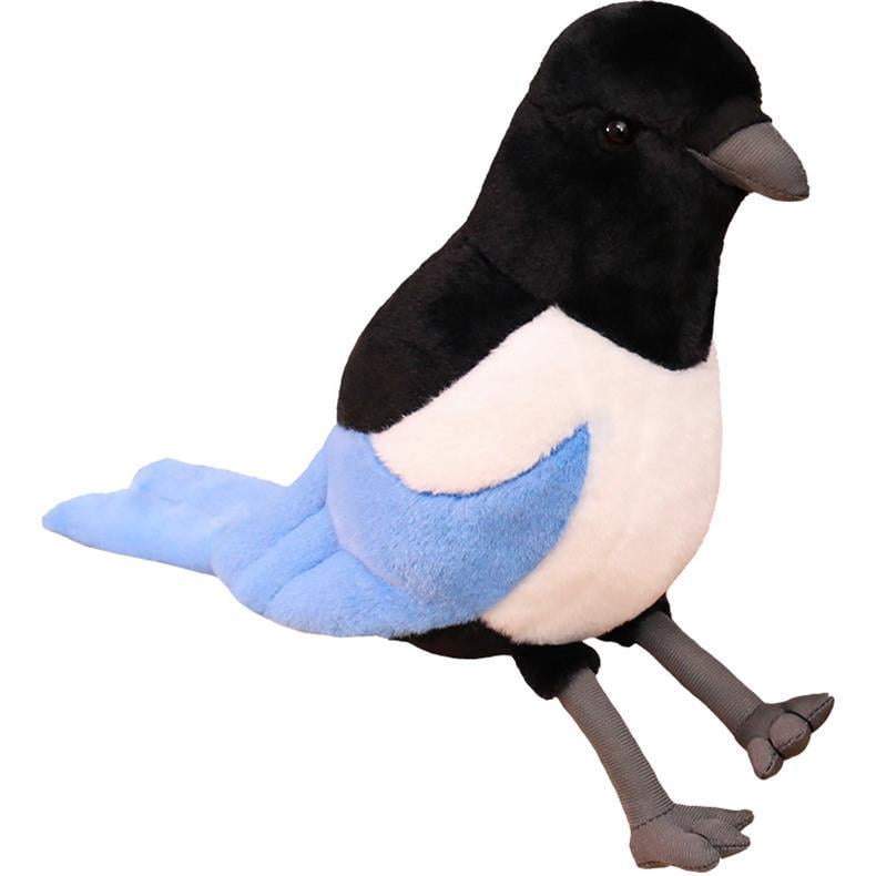 Magpie Plush Toy - Realistic 9inch Black Magpie Bird Stuffed Animal ...