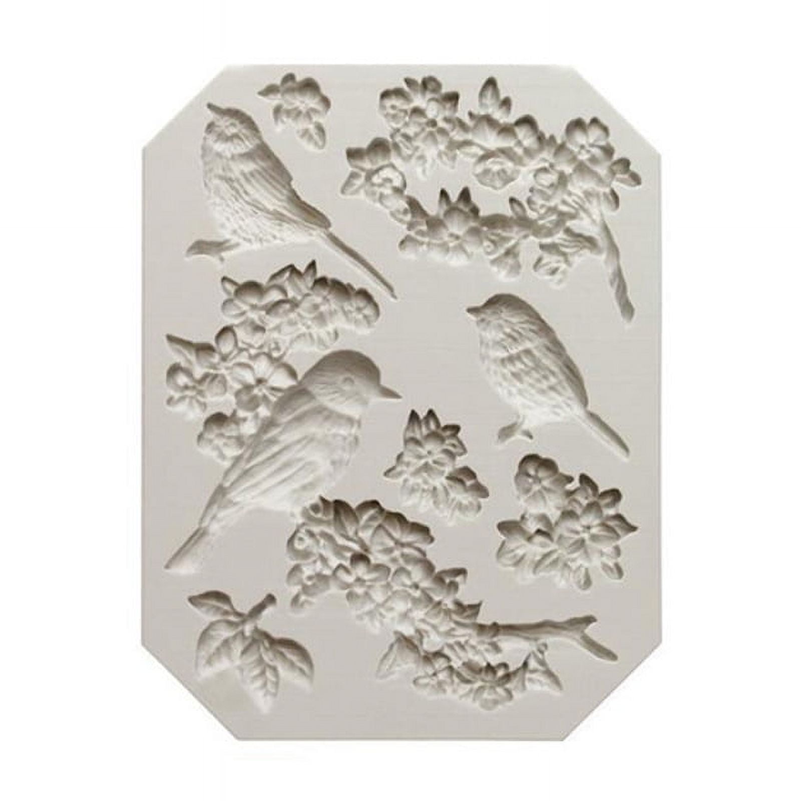 Magpie bird butterfly flying rose leaf shape silicone mold fondant cake ...