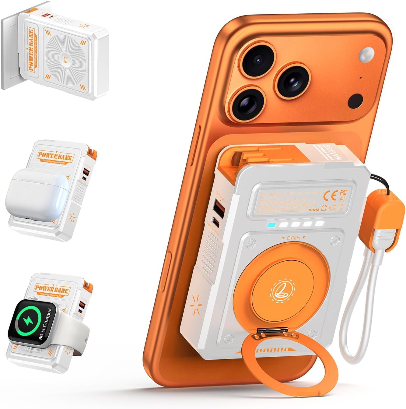 for Magsafe Battery Pack 10000mAh,5-in-1 Magnetic Portable Charger with ...