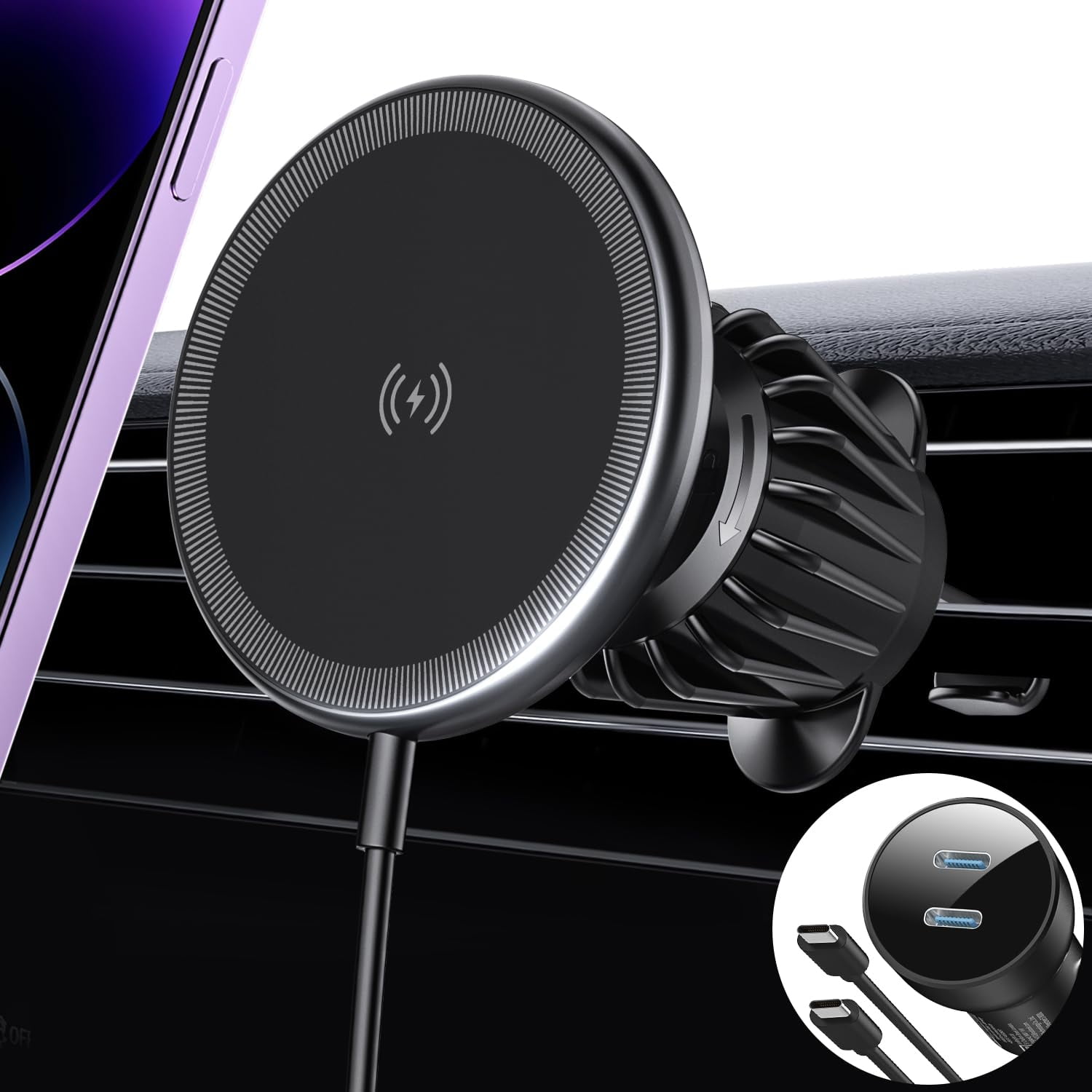 for Magsafe Car ZS23 Mount Charger - [40W PD3.0 C Car Charger Included ...