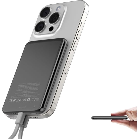 for Magsafe Portable Charger, Magnetic Power Bank 0.3" Ultra Slim ...